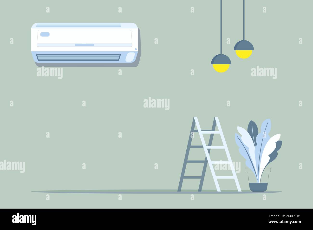 Air conditioner background isolated on green background Stock Vector ...