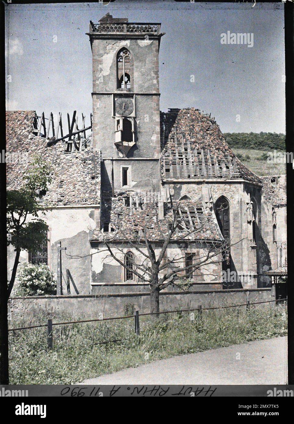 Church ruins front bombardment first world war france thann old hi-res ...