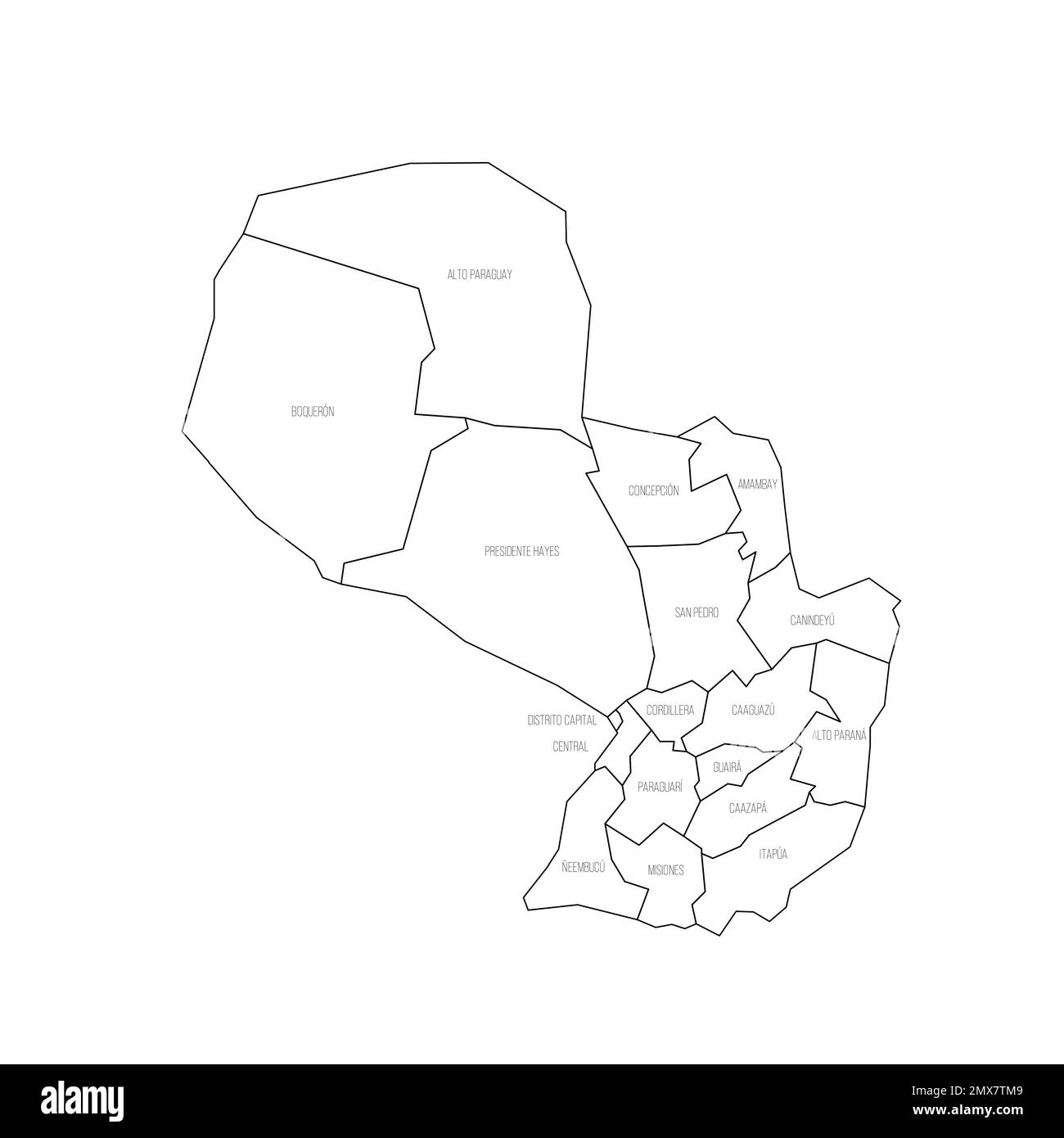 Paraguay political map of administrative divisions Stock Vector Image ...