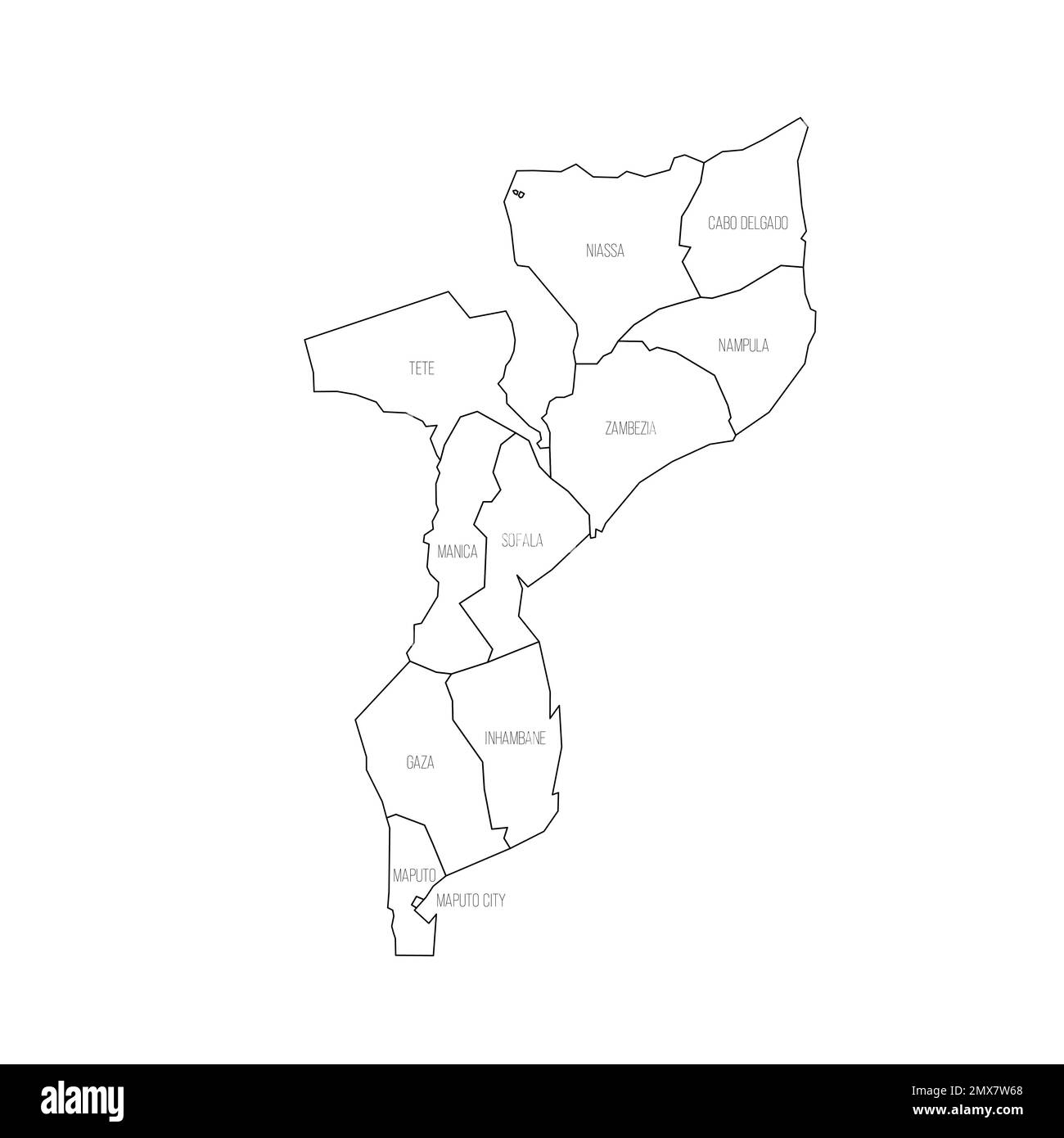 Mozambique political map of administrative divisions Stock Vector Image ...
