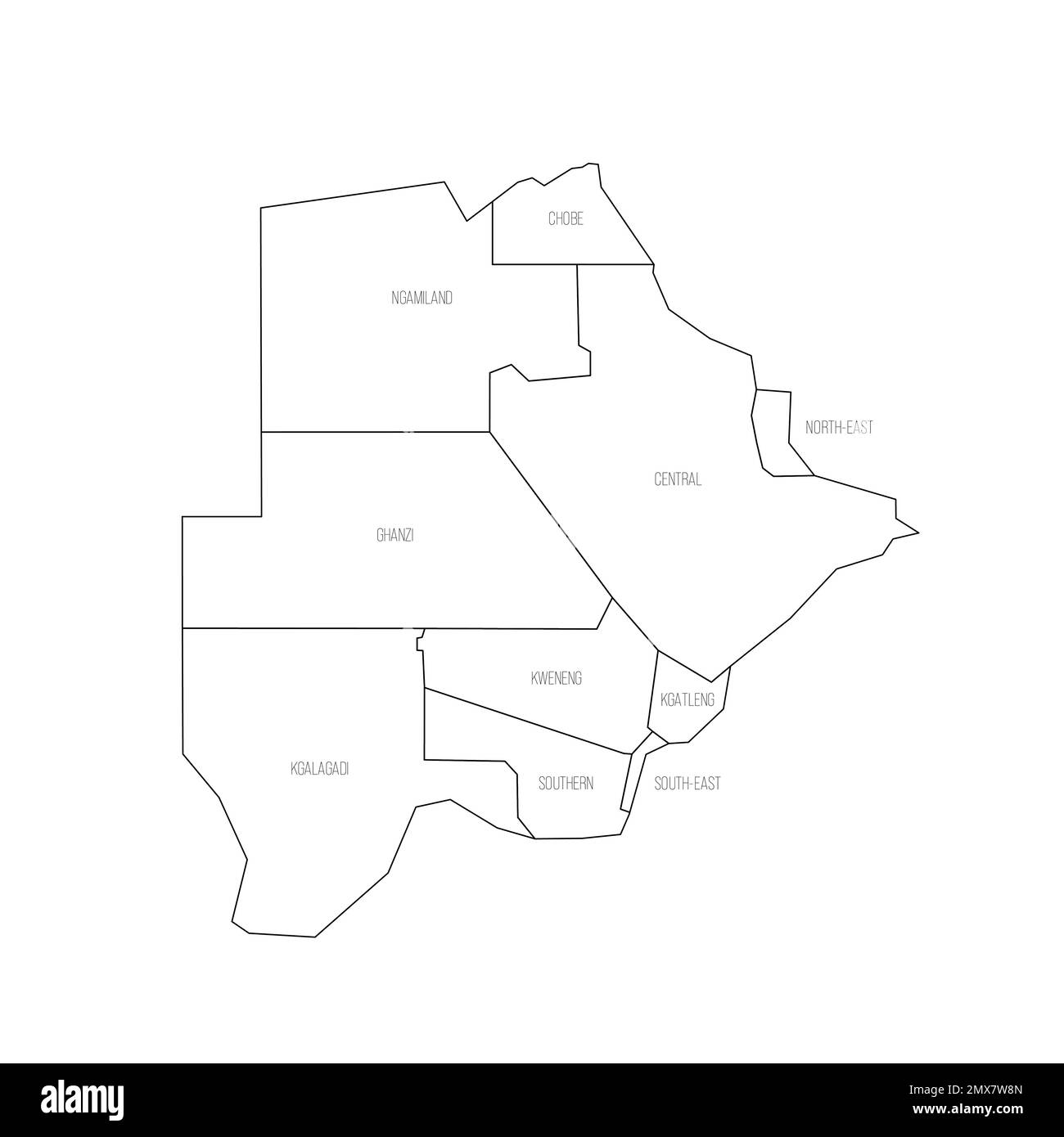 Botswana political map of administrative divisions Stock Vector Image ...