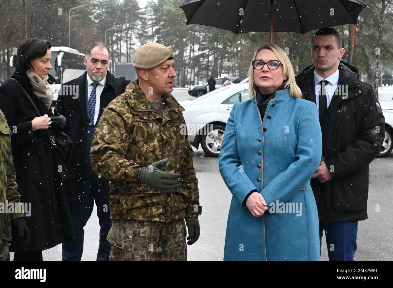 Adazi, Latvia. 02nd Feb, 2023. Czech Defence Minister Jana Cernochova ...