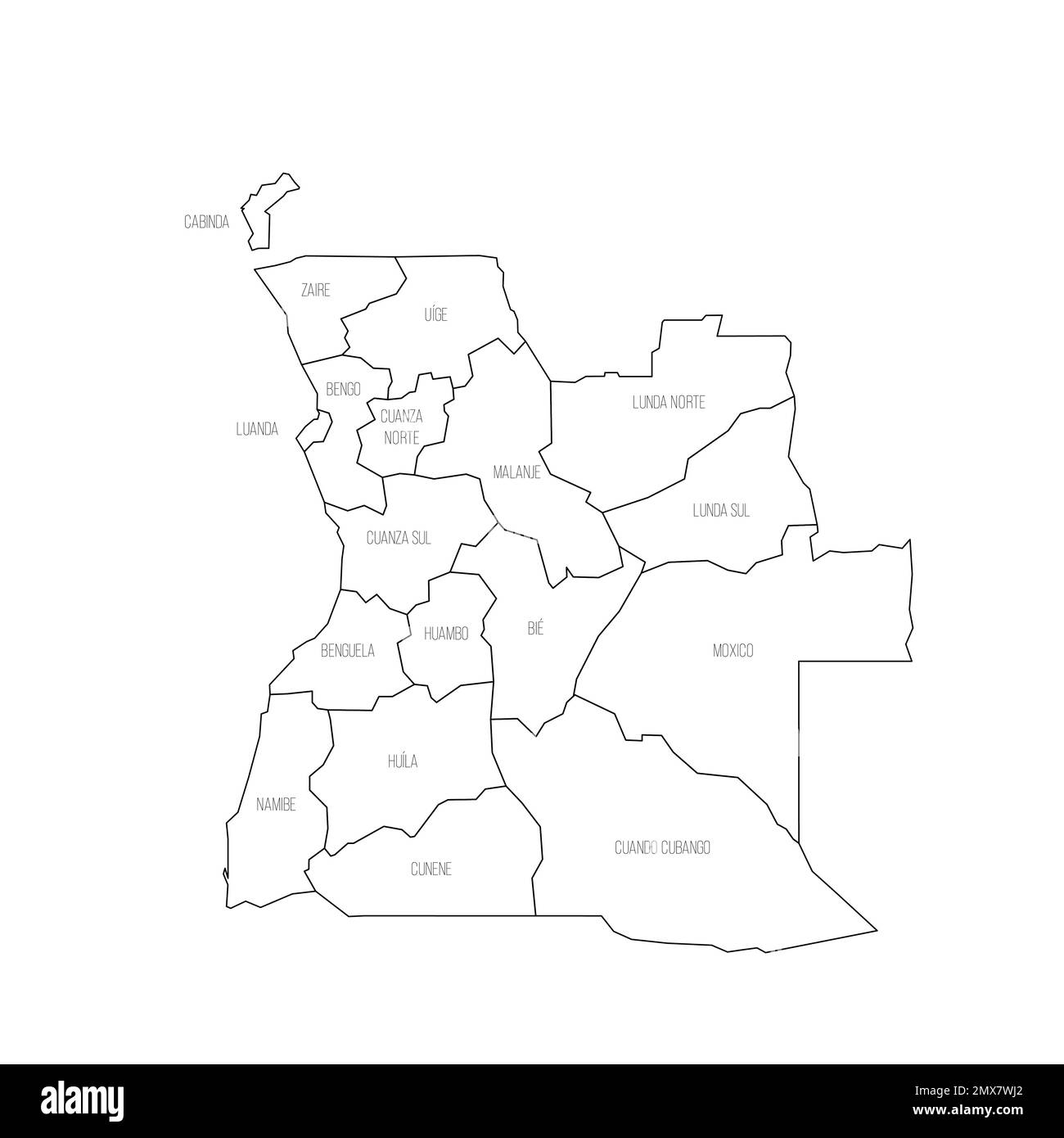Angola political map of administrative divisions Stock Vector Image & Art - Alamy