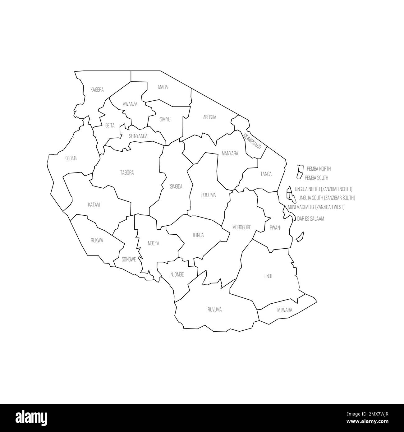 Tanzania political map of administrative divisions Stock Vector Image ...