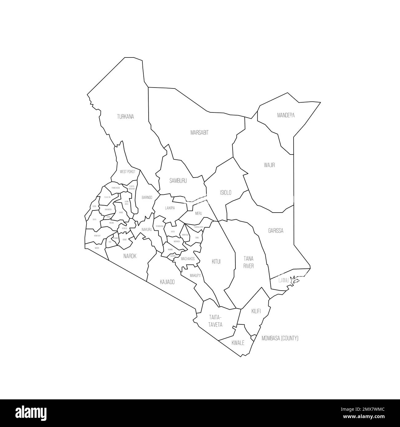 Kenya political map of administrative divisions Stock Vector Image ...