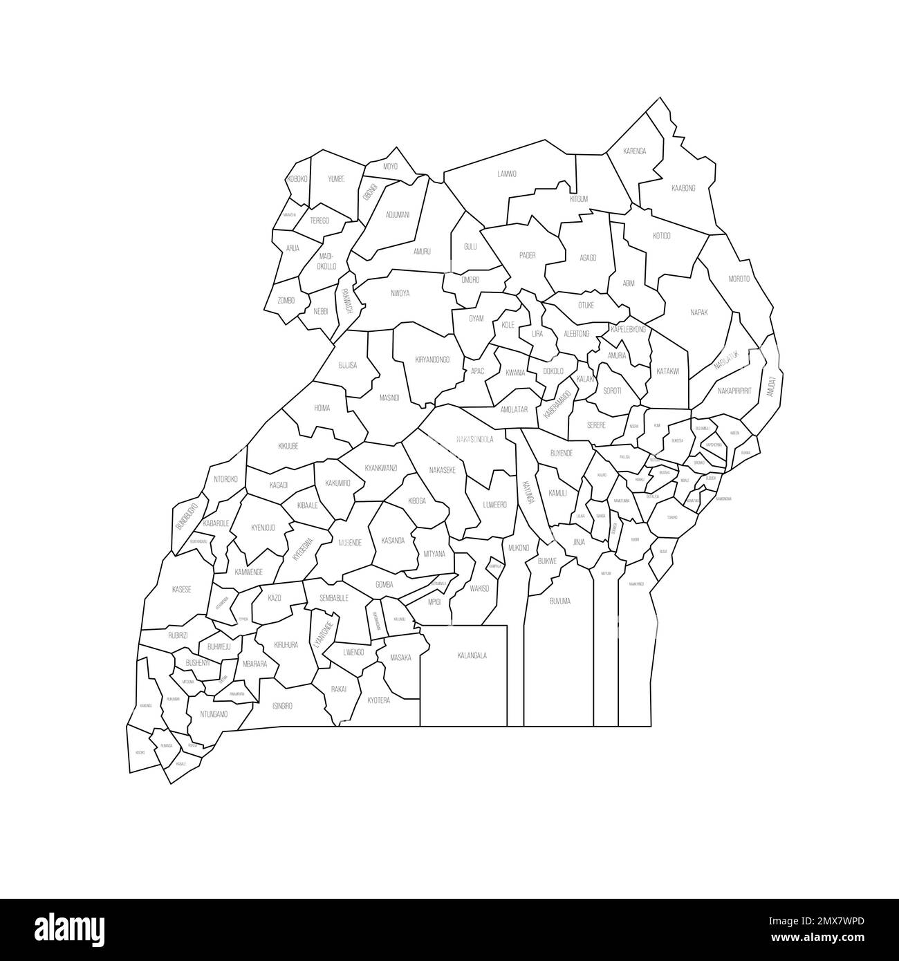 Uganda political map of administrative divisions Stock Vector Image ...