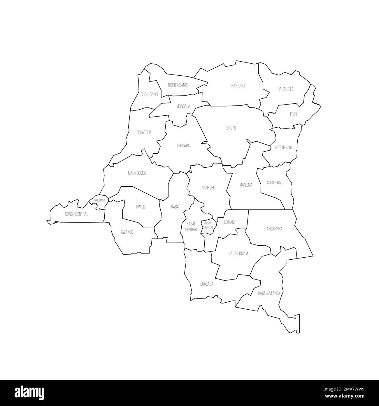 Democratic Republic of the Congo political map of administrative ...
