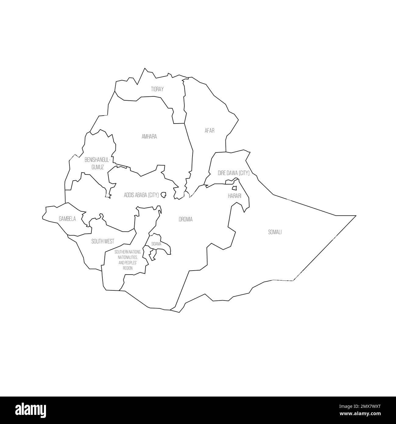 Ethiopia political map administrative Cut Out Stock Images & Pictures ...