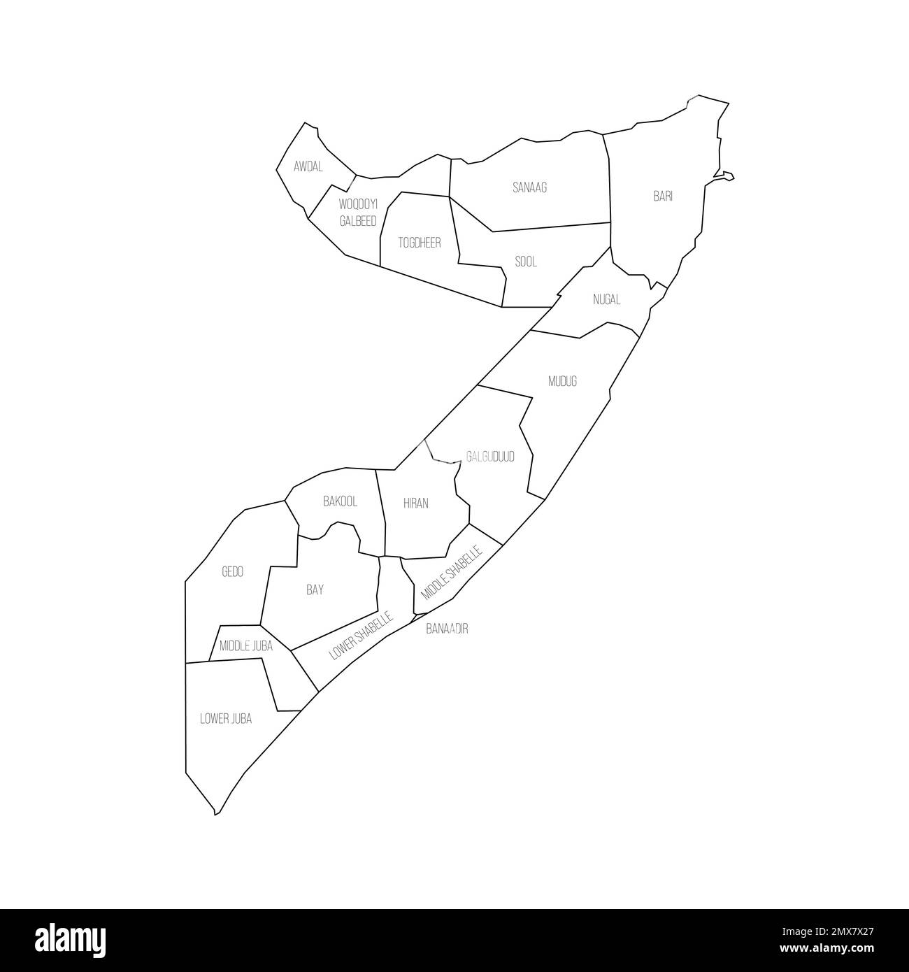 Somalia political map of administrative divisions Stock Vector Image ...