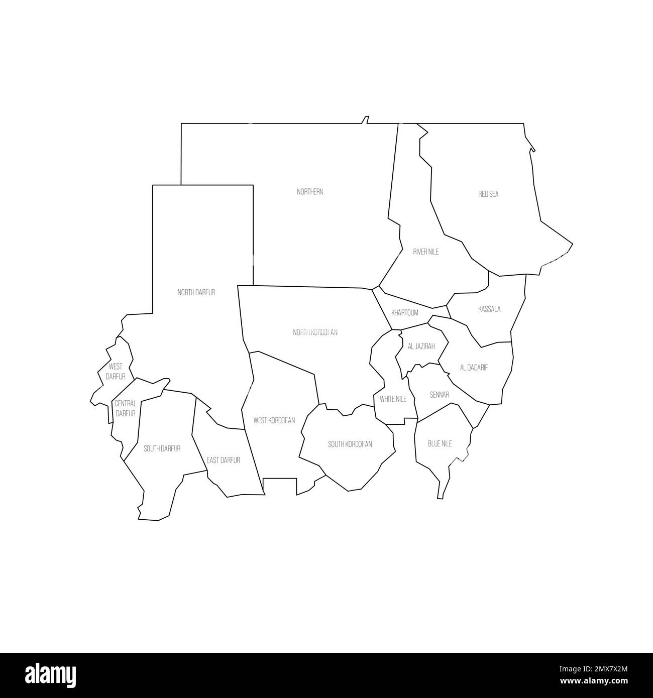 Sudan political map of administrative divisions Stock Vector Image ...