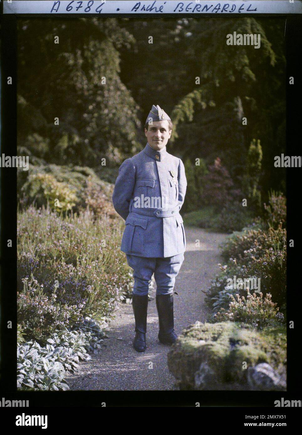 Military uniform portrait photographer rear hairy park garden m hi-res ...
