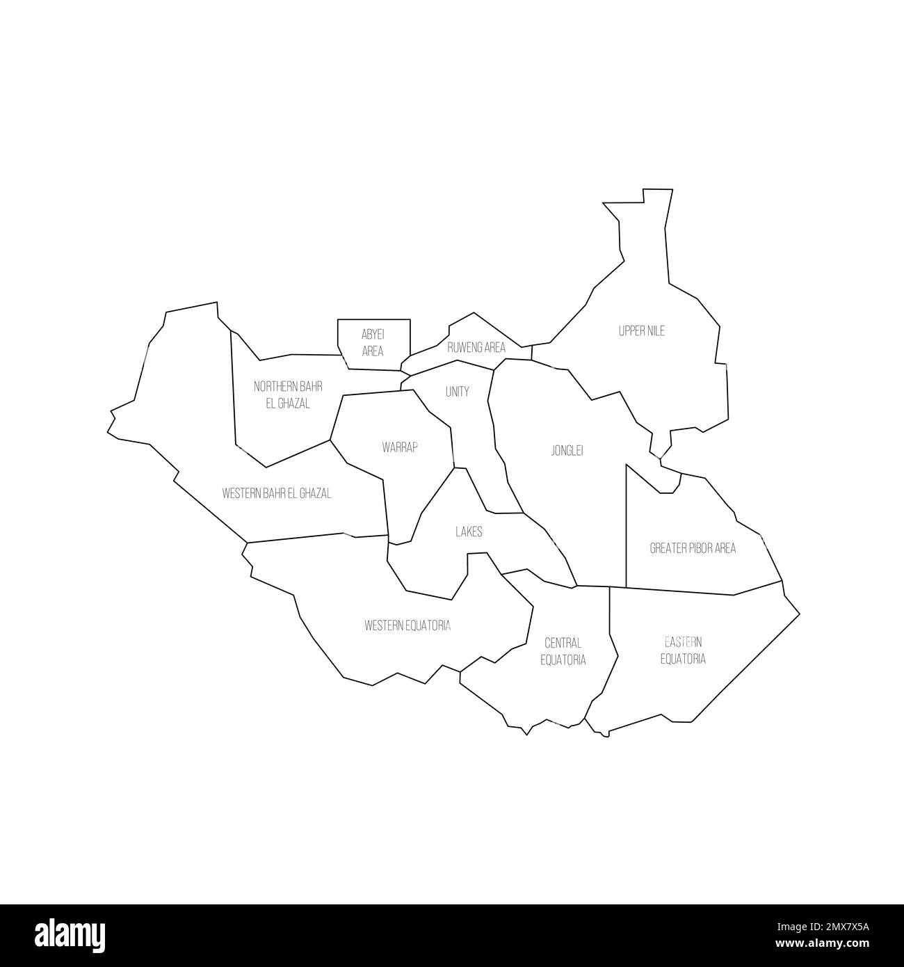 South Sudan political map of administrative divisions Stock Vector ...