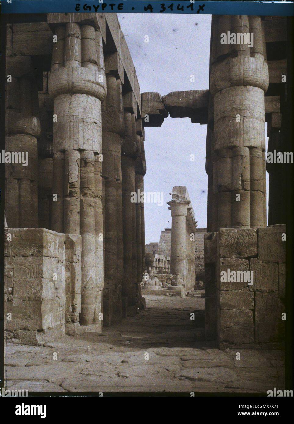 Louqsor, Egypt, Africa Temple seen in a row from the Hypostyle room ...