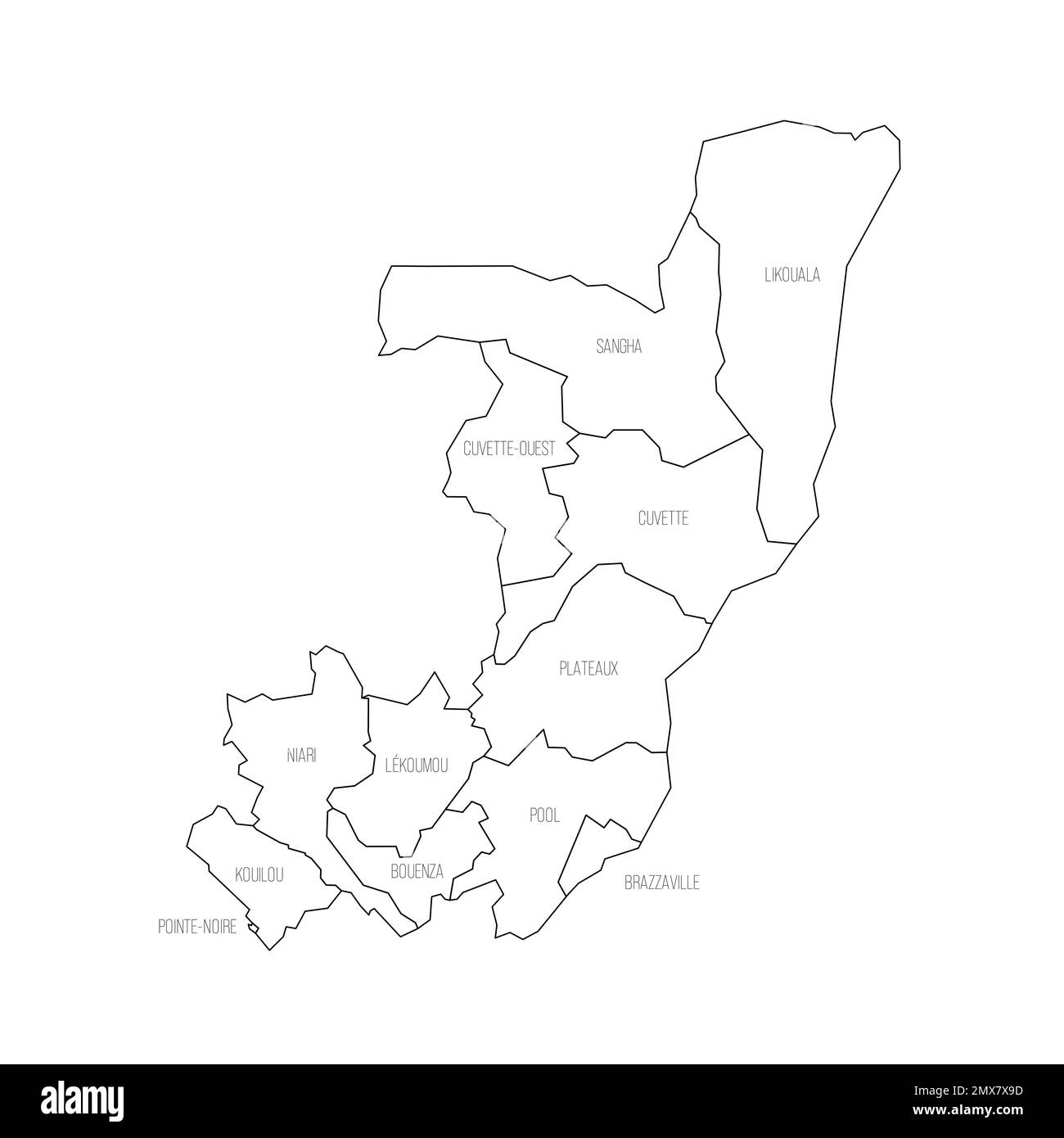 Republic of the Congo political map of administrative divisions Stock ...