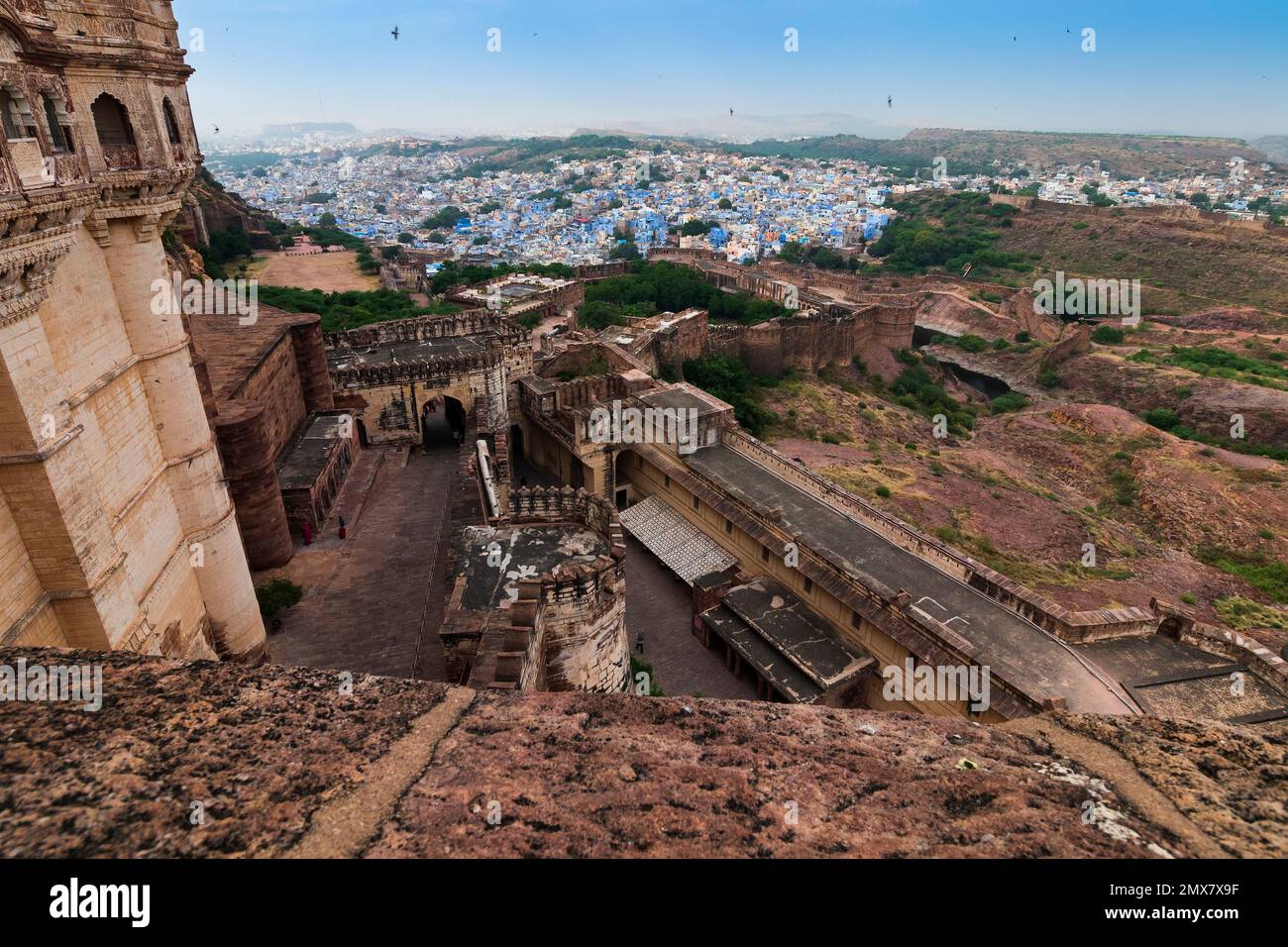 Top view of Mehrangarh fort with distant view of blue city Jodhpur ...