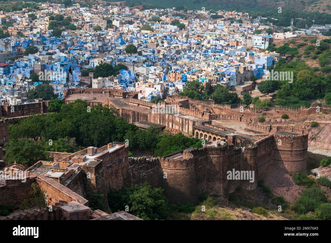 Top view of Mehrangarh fort with distant view of blue city Jodhpur ...
