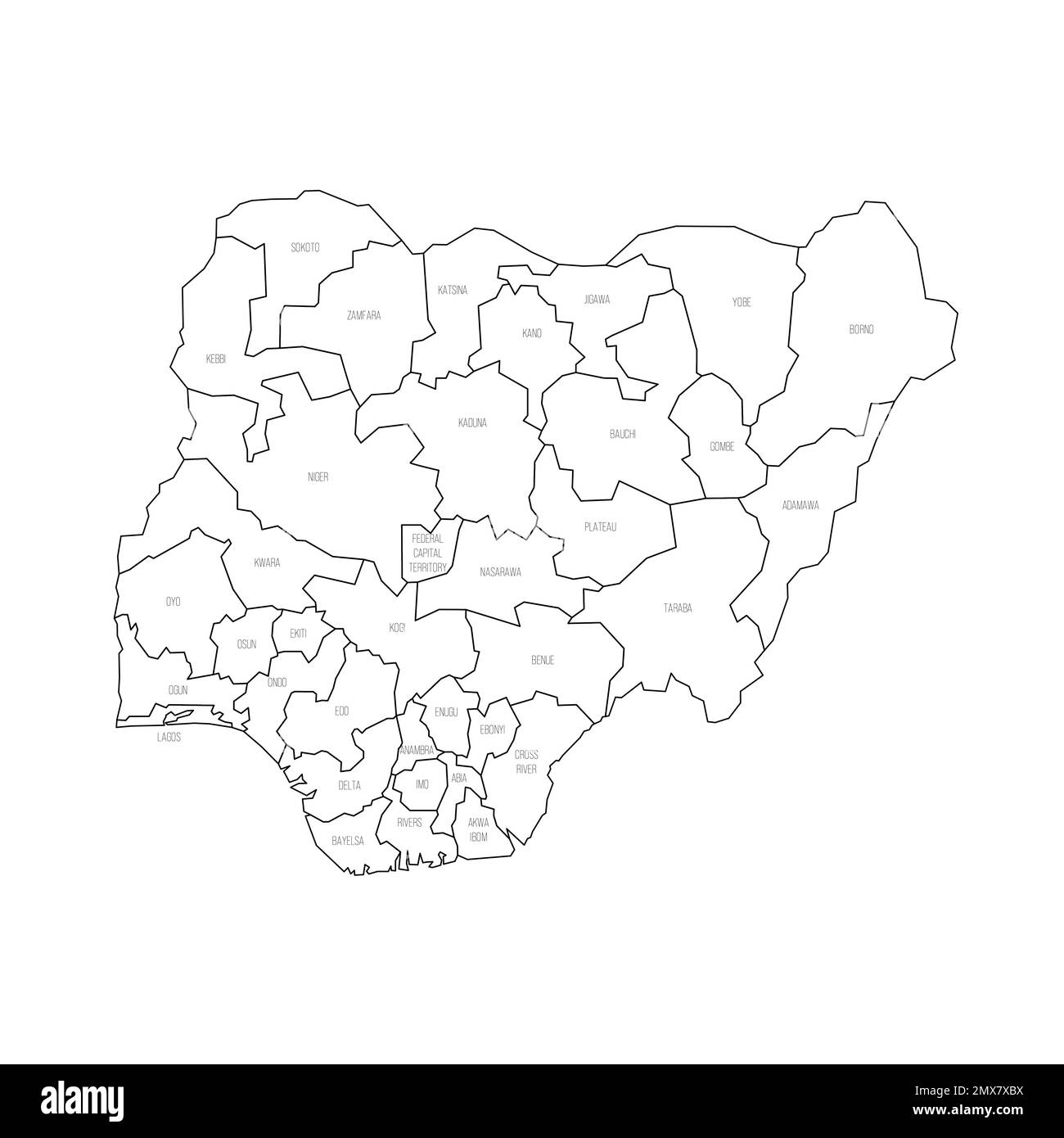Nigeria political map of administrative divisions Stock Vector Image & Art - Alamy
