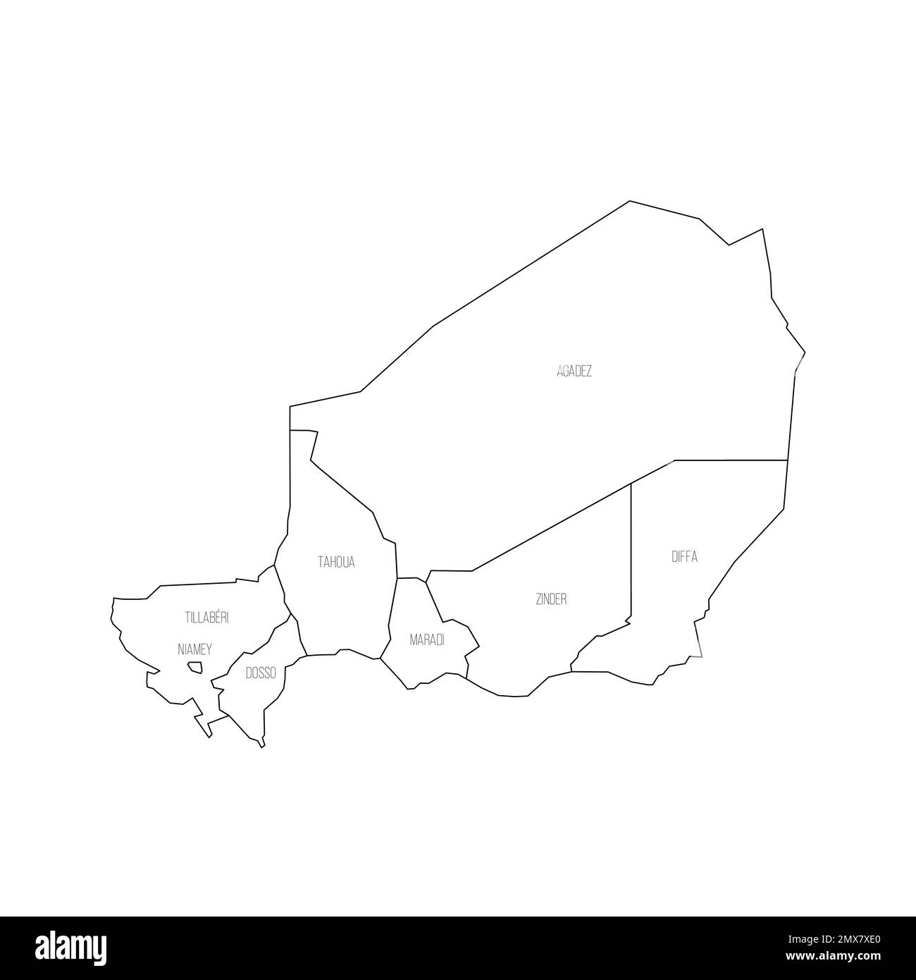 Niger political map of administrative divisions Stock Vector Image ...