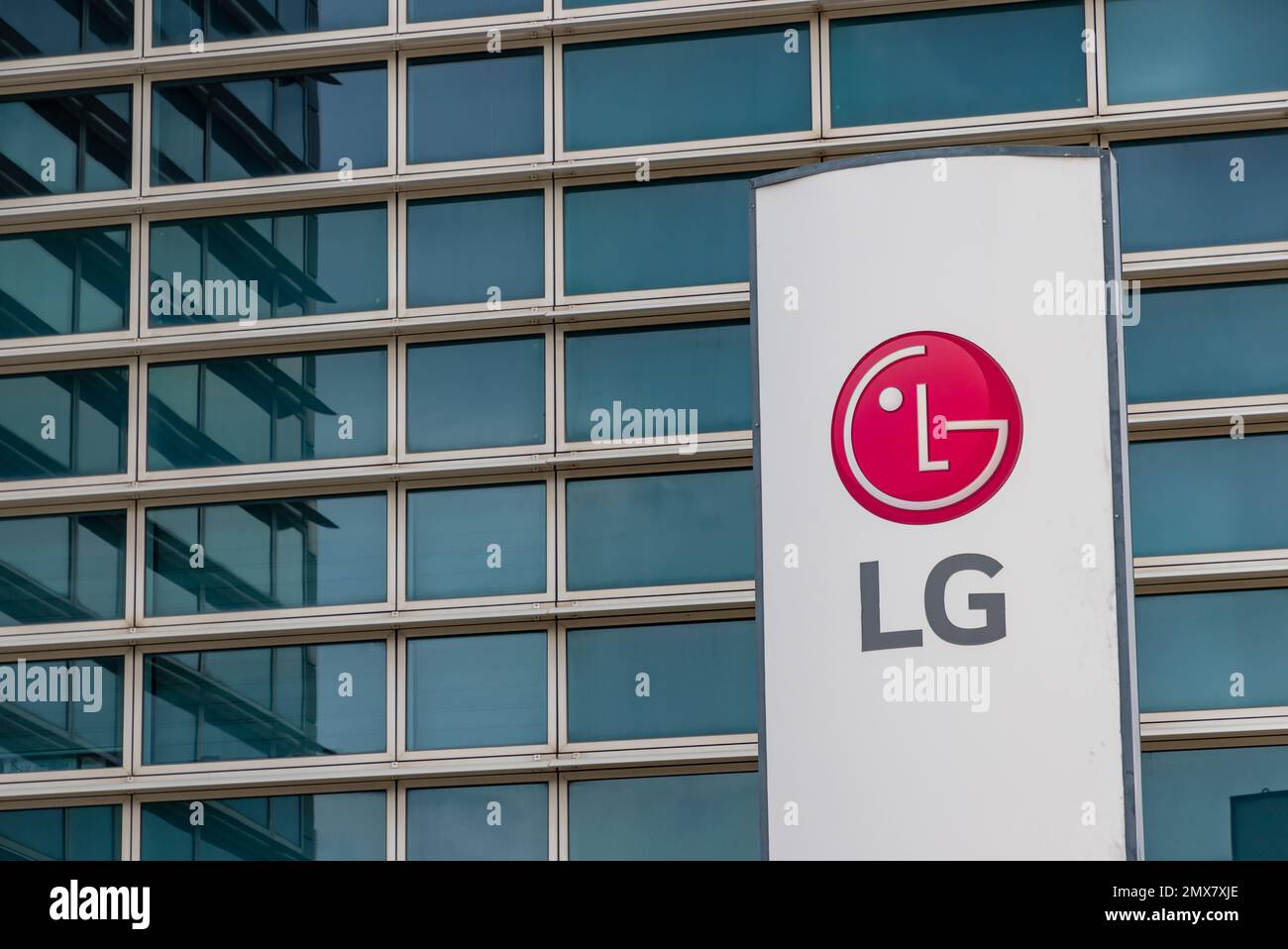 A picture of the LG logo on the facade of an office building Stock ...