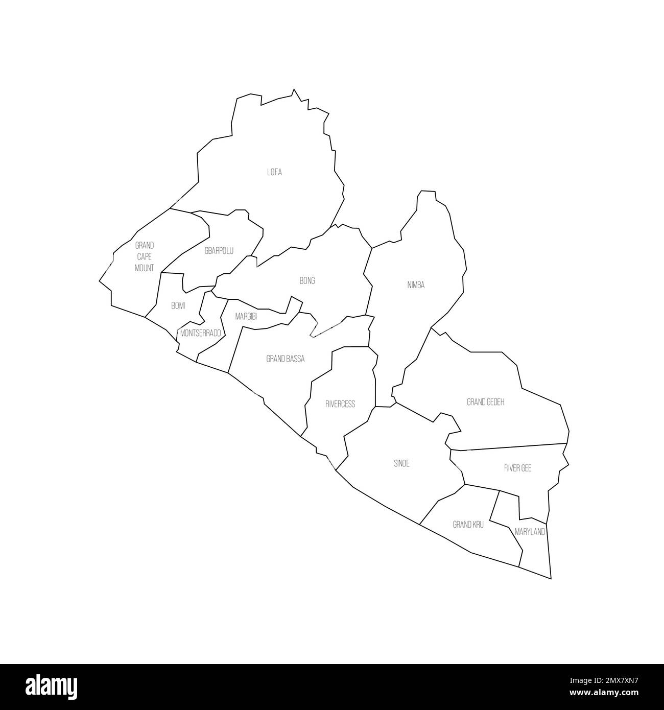 Liberia political map of administrative divisions Stock Vector Image ...