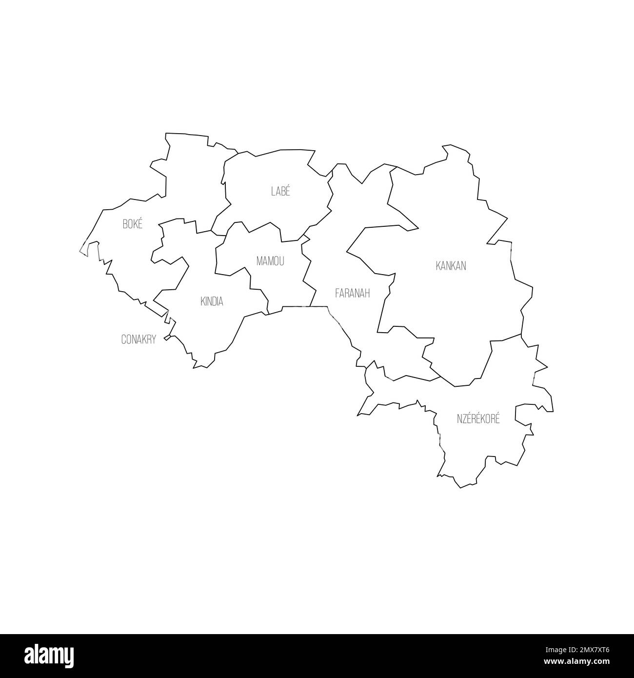 Guinea political map of administrative divisions Stock Vector Image ...