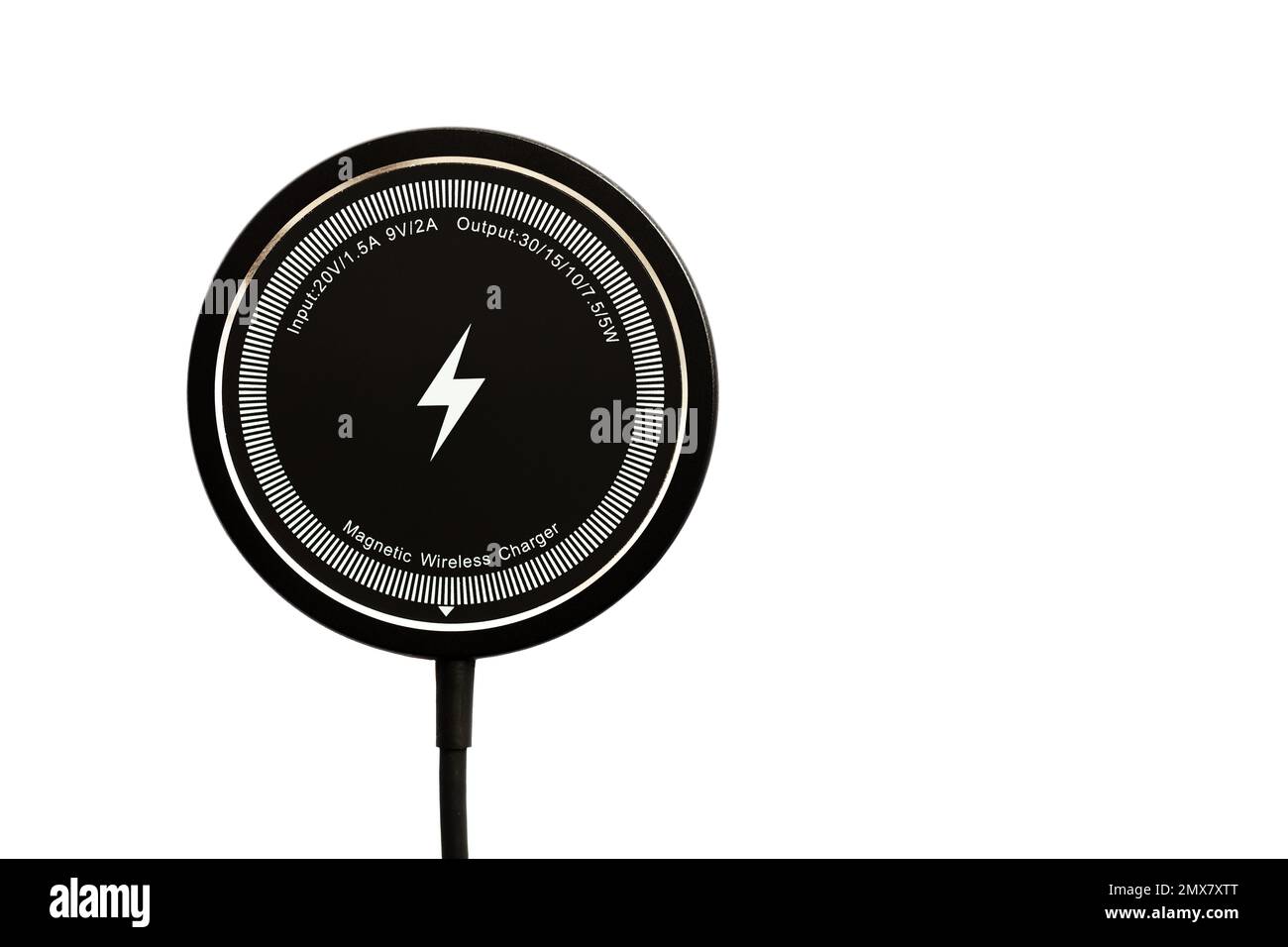 Magnetic wireless charger on transparent background for design purpose ...