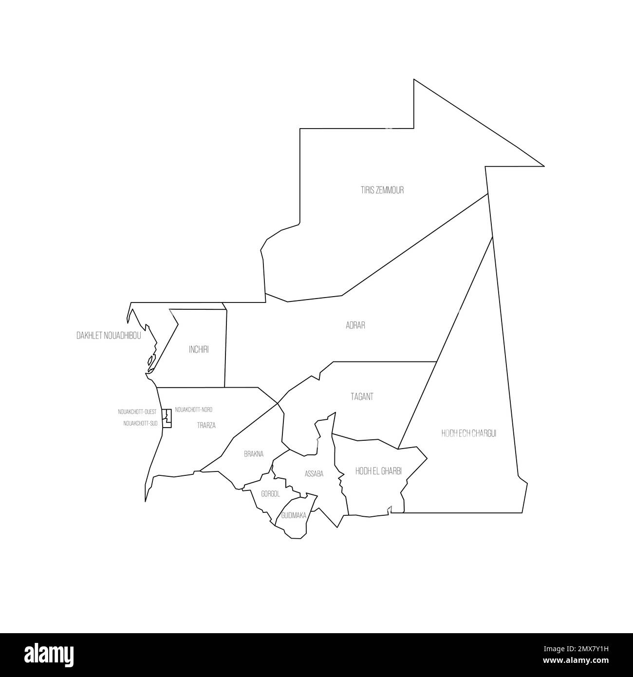 Mauritania political map of administrative divisions Stock Vector Image ...