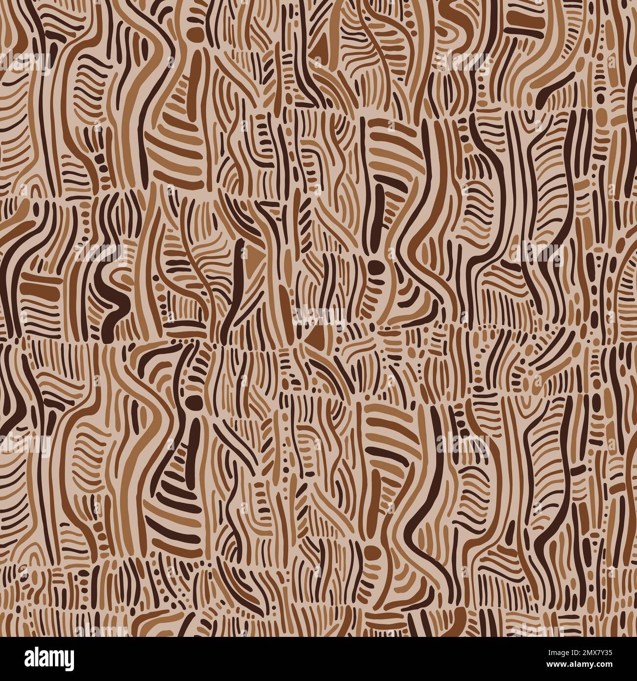 Earth tone seamless pattern abstract tribal texture pebble, roots. Boho ...