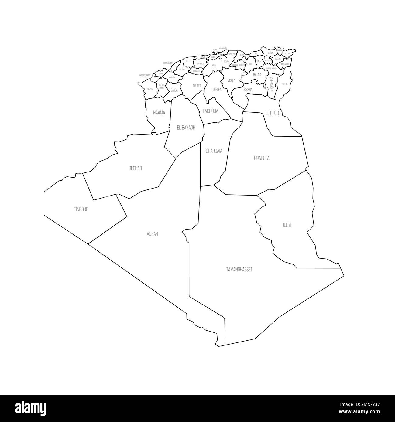 Algeria political map of administrative divisions Stock Vector Image ...