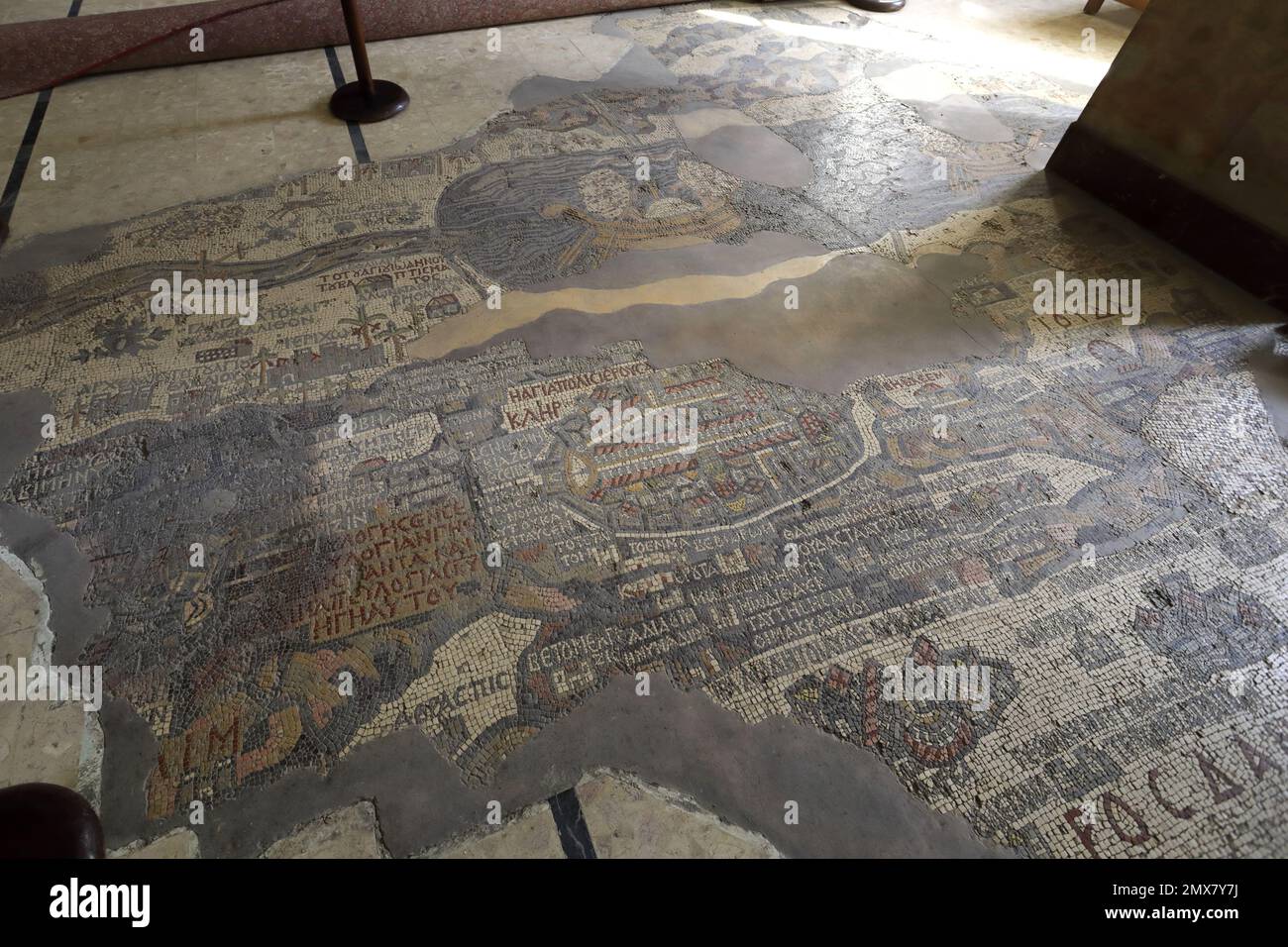 The Mosaic Map inside St Georges Greek Orthodox Basilica church, Madaba ...