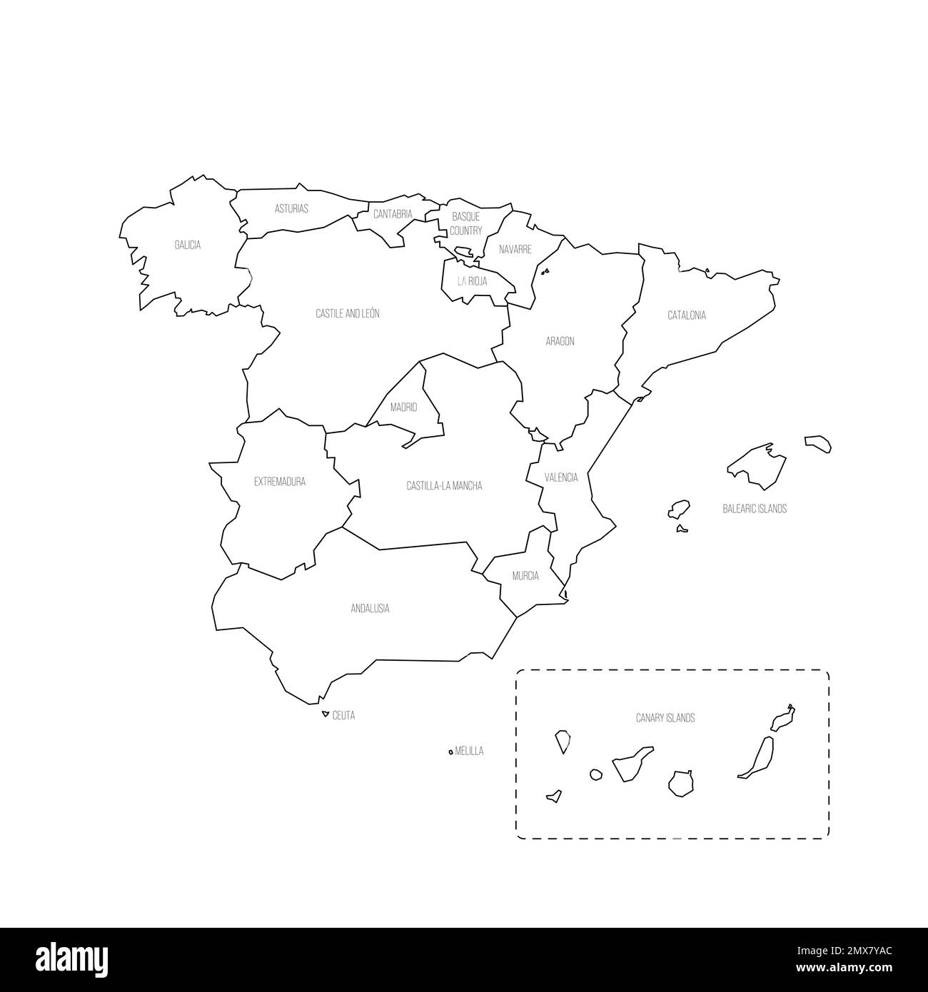 Spain political map of administrative divisions Stock Vector Image ...