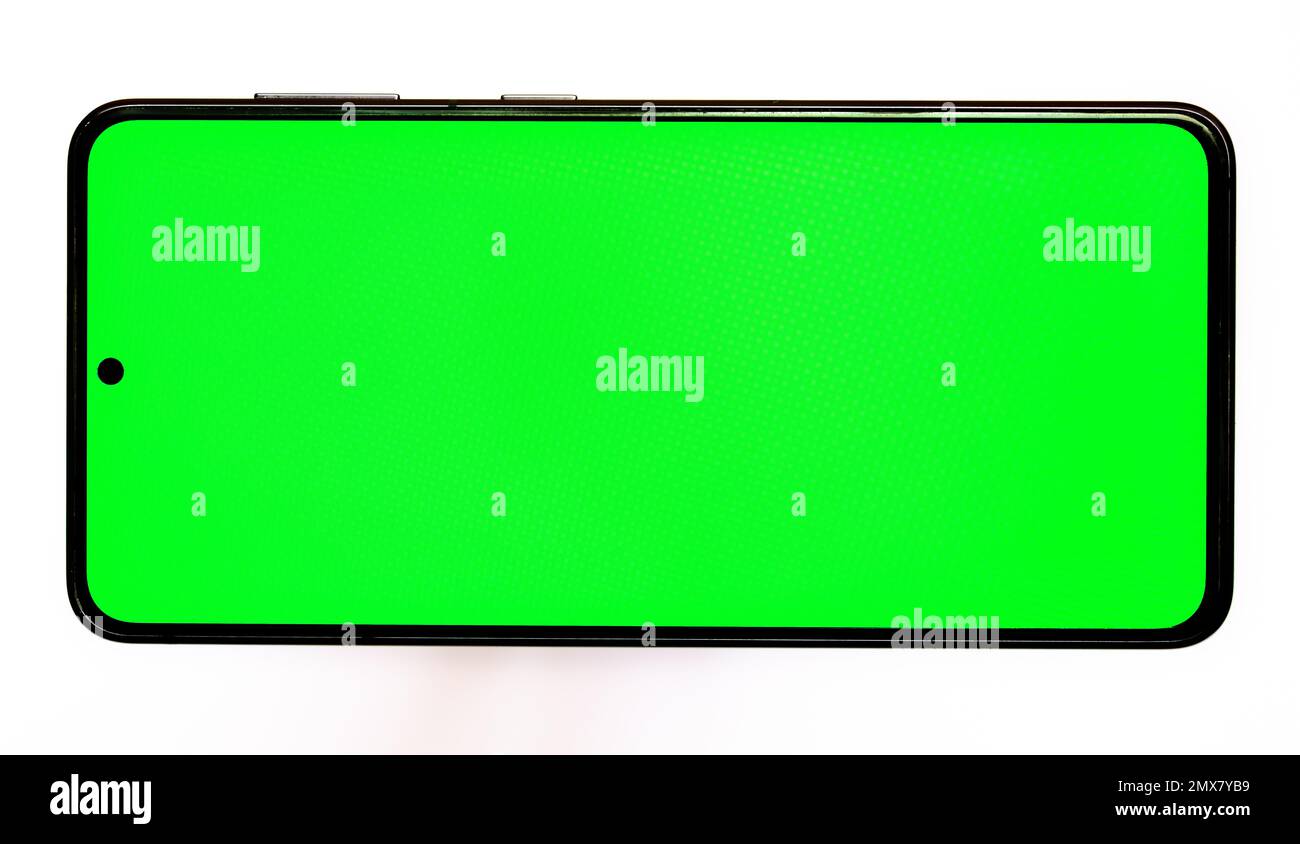 green smartphone screen on white background for design purpose Stock ...