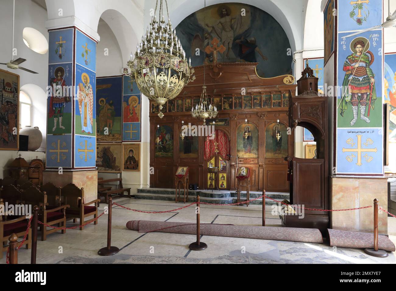 The Mosaic Map inside St Georges Greek Orthodox Basilica church, Madaba ...