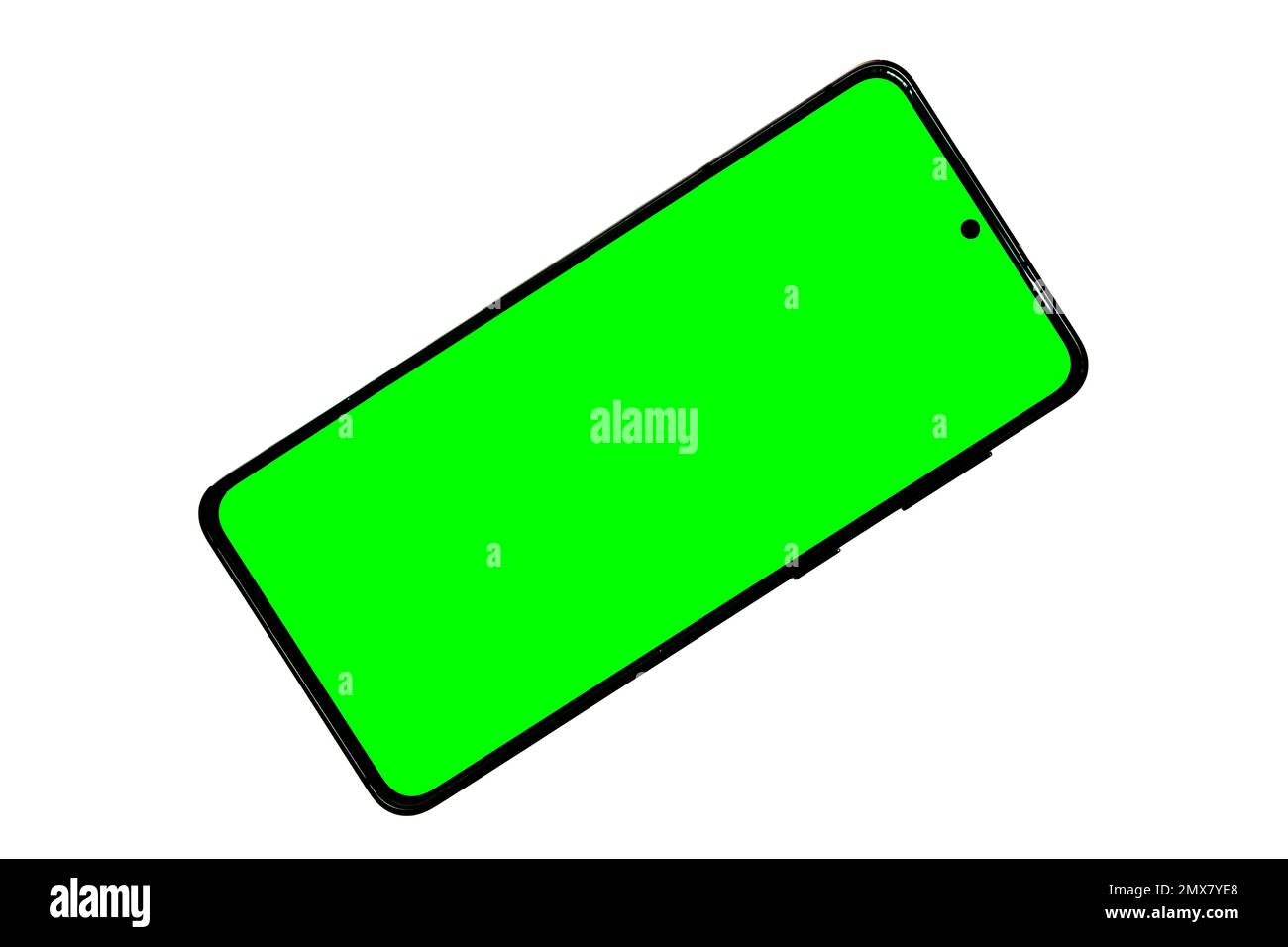 green smartphone screen on white background for design purpose Stock ...