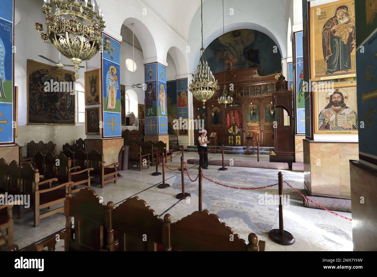 The Mosaic Map inside St Georges Greek Orthodox Basilica church, Madaba ...