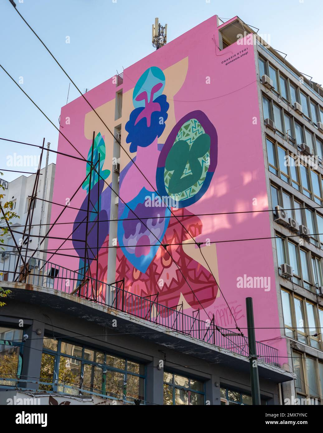 A picture of the She Who Protects mural, created by Aristeidis Lappas in 2022, depicting the ...