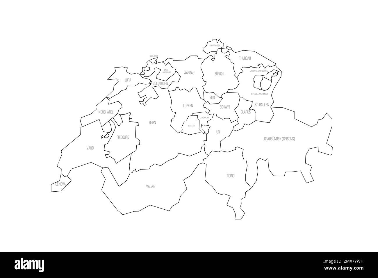 Switzerland administrative divisions map Stock Vector Images - Alamy