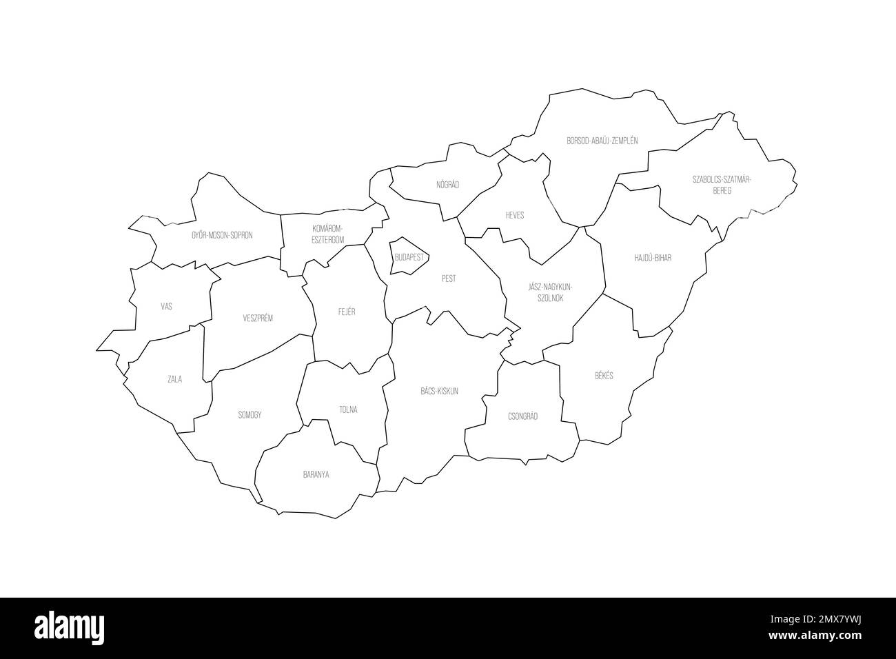 Hungary political map of administrative divisions Stock Vector Image & Art - Alamy