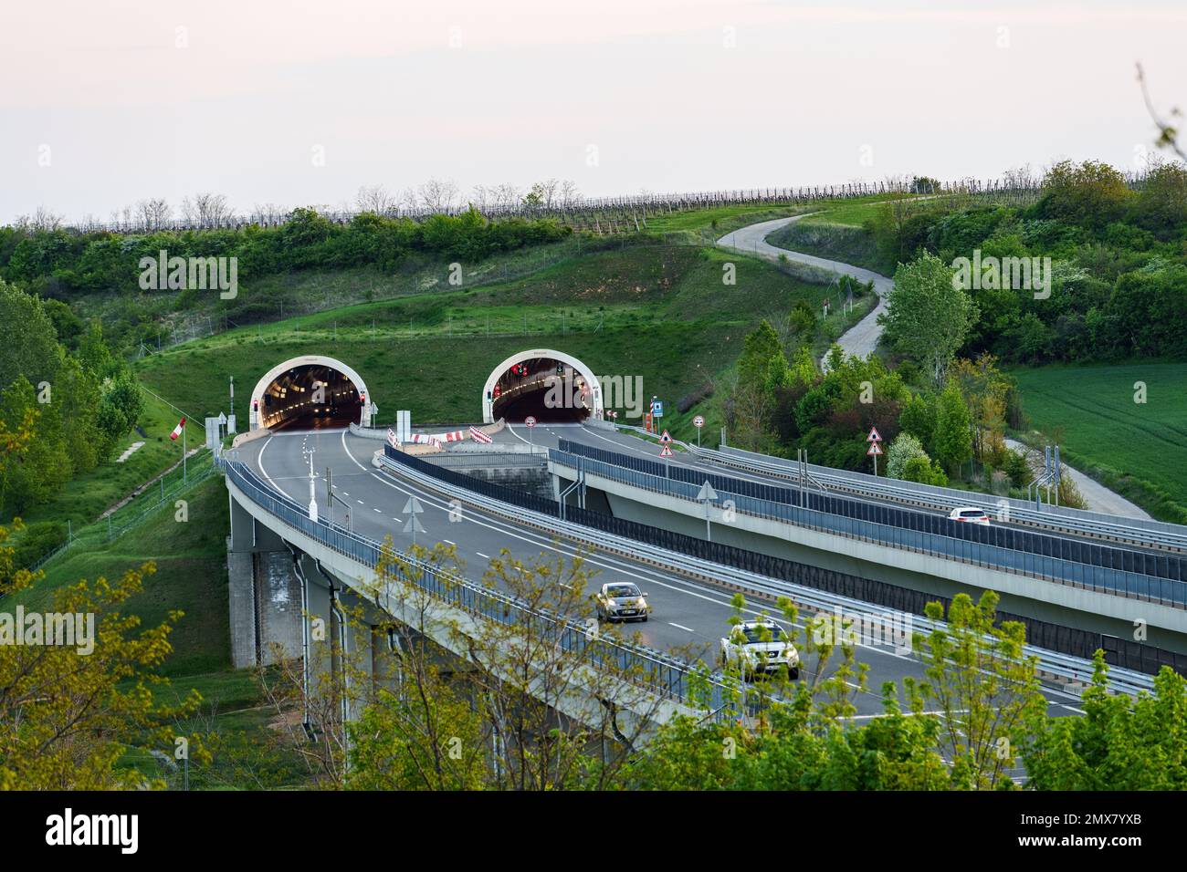 Hungarian M6 highway with tunel at evening Stock Photo - Alamy