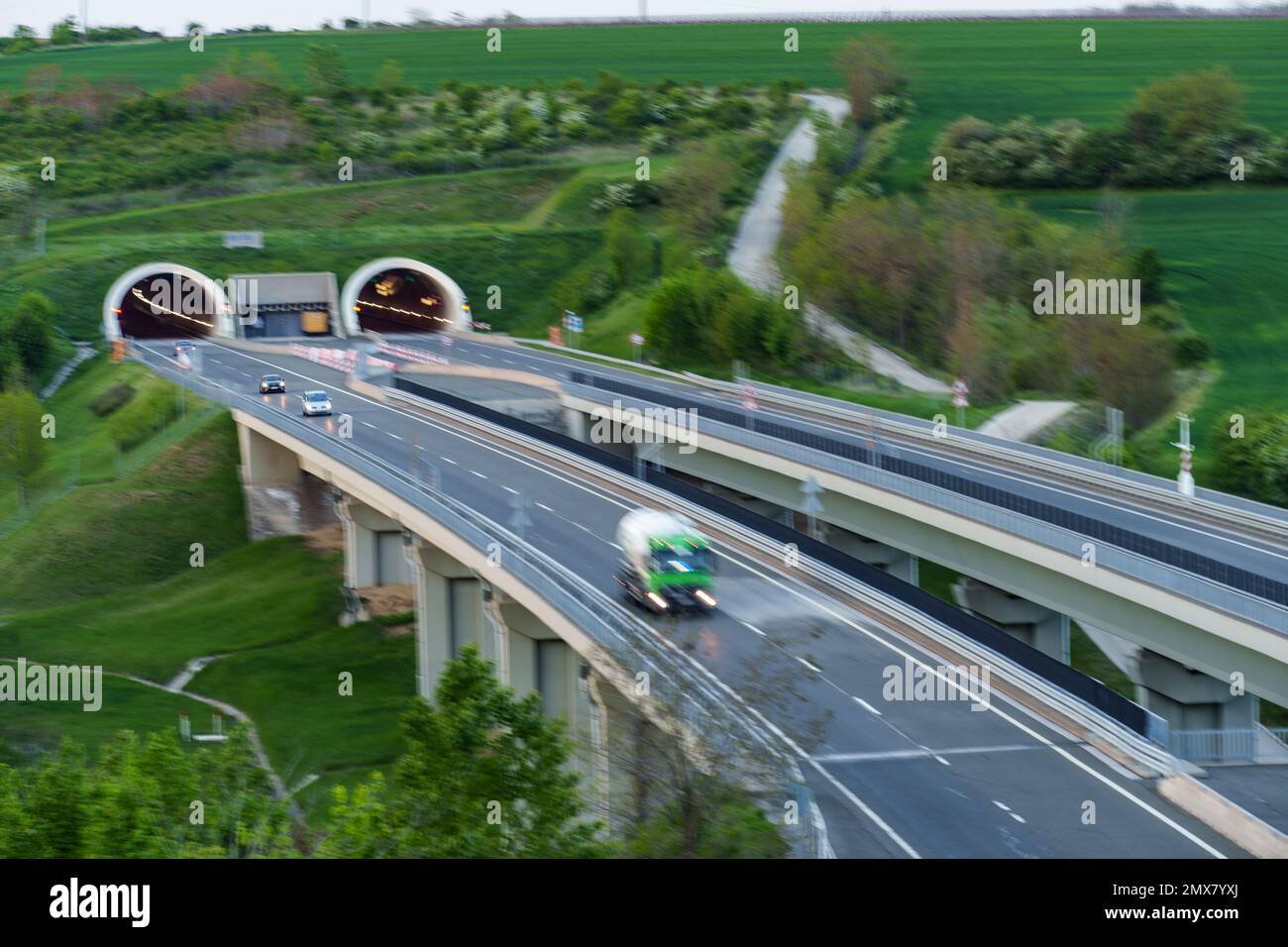 Hungarian M6 highway with tunel at evening Stock Photo - Alamy