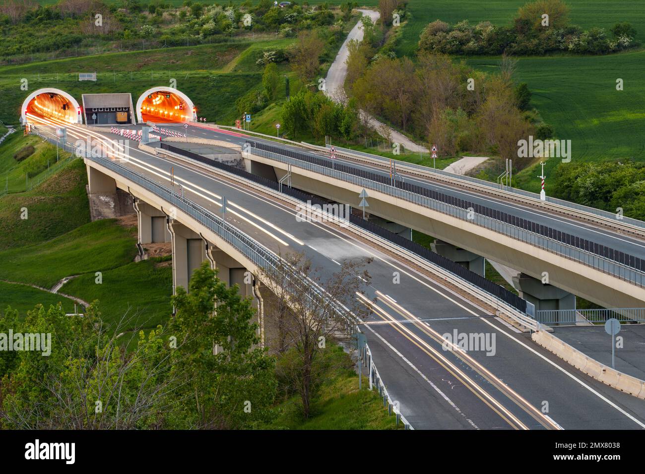 Hungarian M6 highway with tunel at evening Stock Photo - Alamy