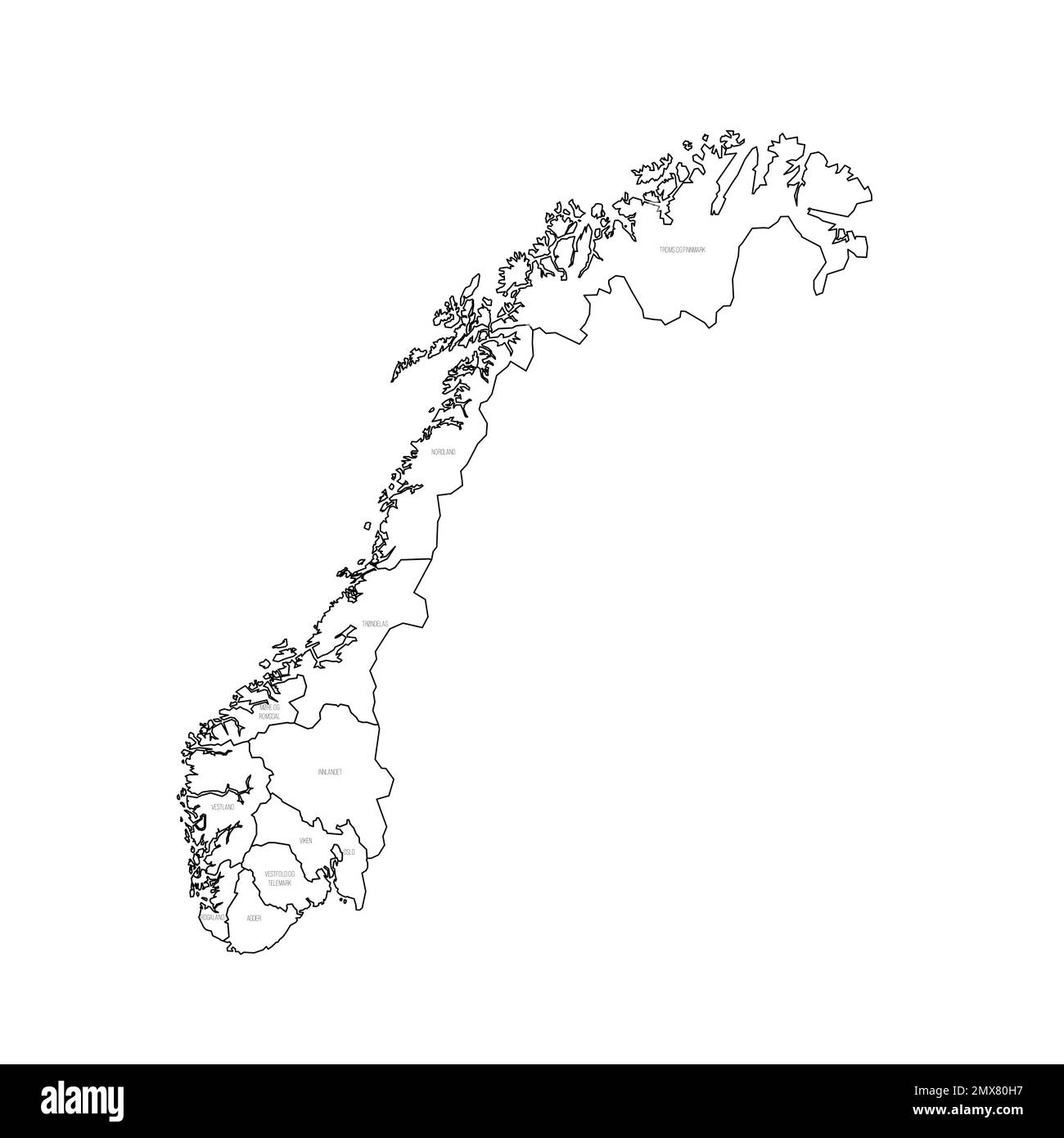 Norway political map of administrative divisions Stock Vector Image ...