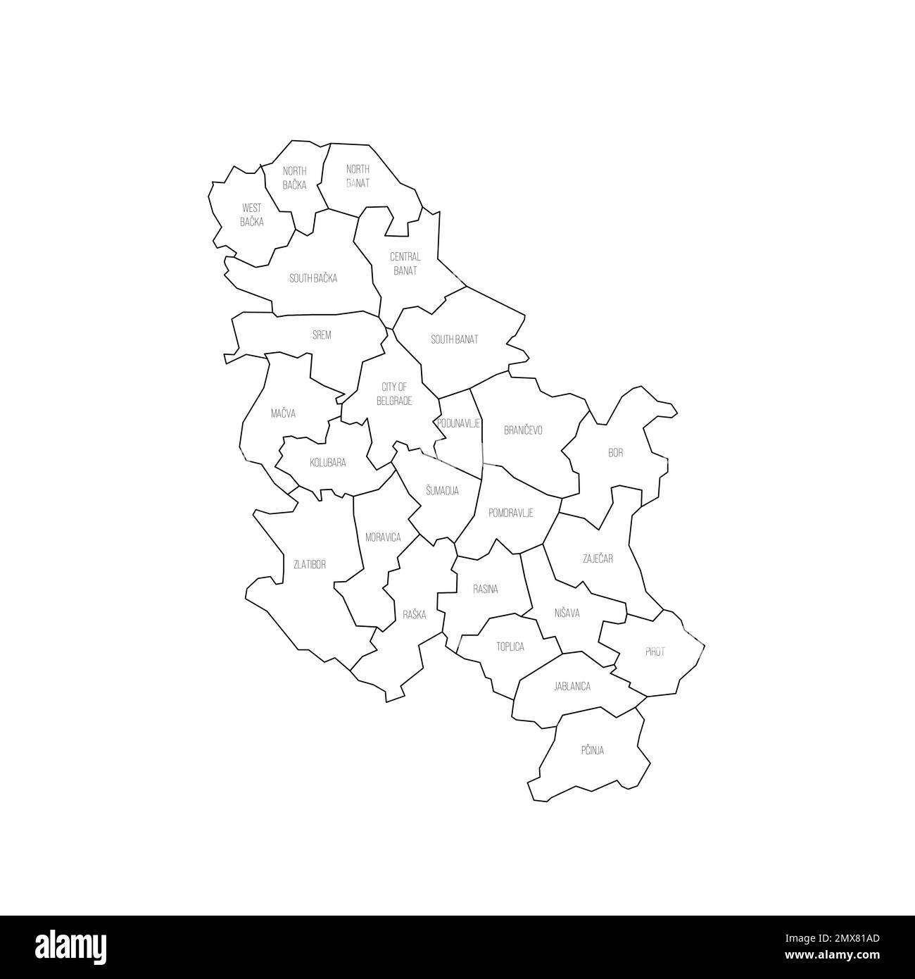 Serbia political map of administrative divisions Stock Vector Image ...