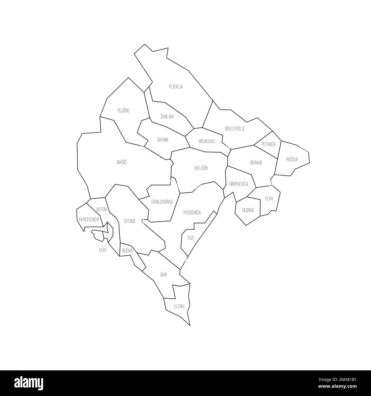 Montenegro political map of administrative divisions Stock Vector Image ...