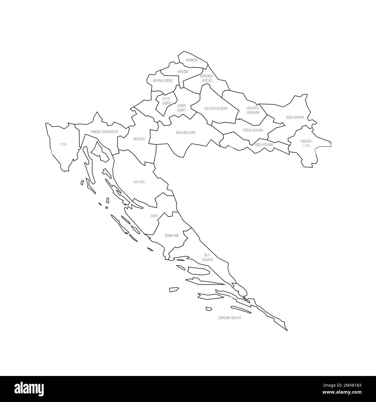 Croatia political map of administrative divisions Stock Vector Image ...