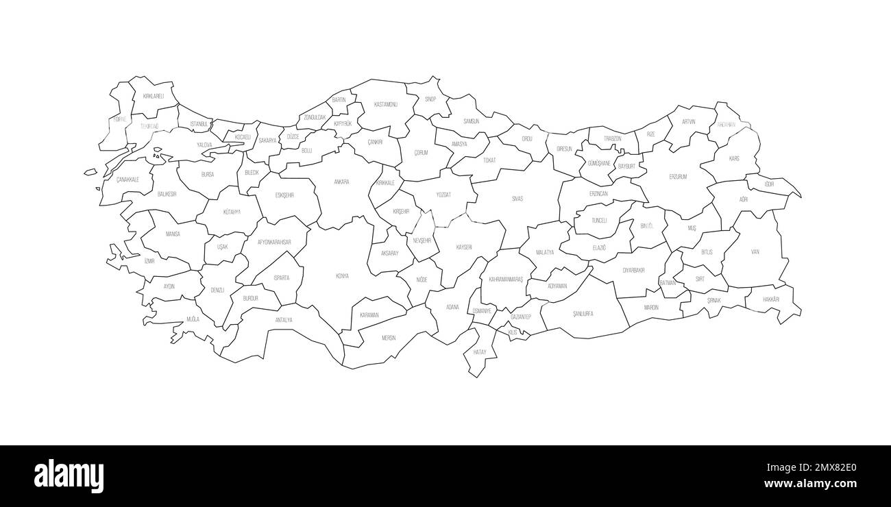 Turkey political map of administrative divisions Stock Vector Image ...