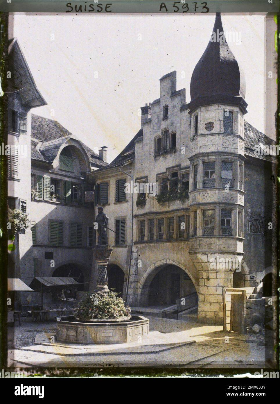 Bienne, Switzerland La Fontaine du Banneret on Place du Ring , 1911 ...