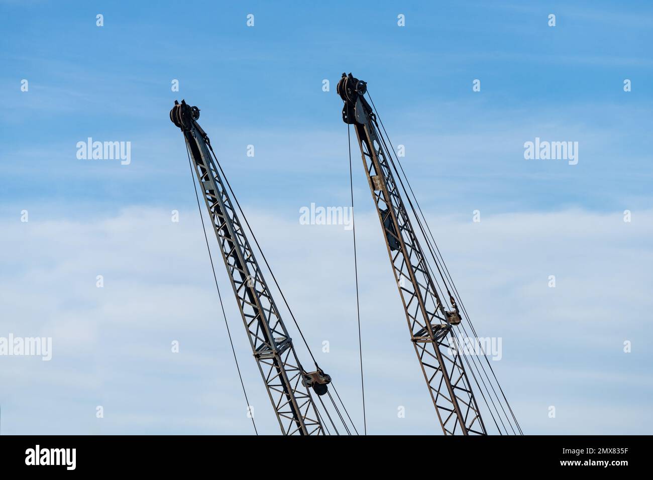 A pair of industrial cranes on the site of an oil refinery near Salt ...