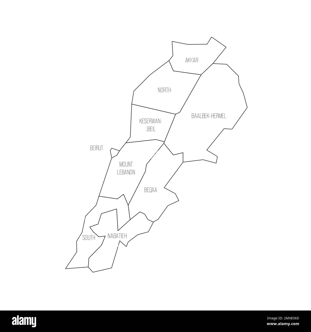 Lebanon political map of administrative divisions Stock Vector Image ...