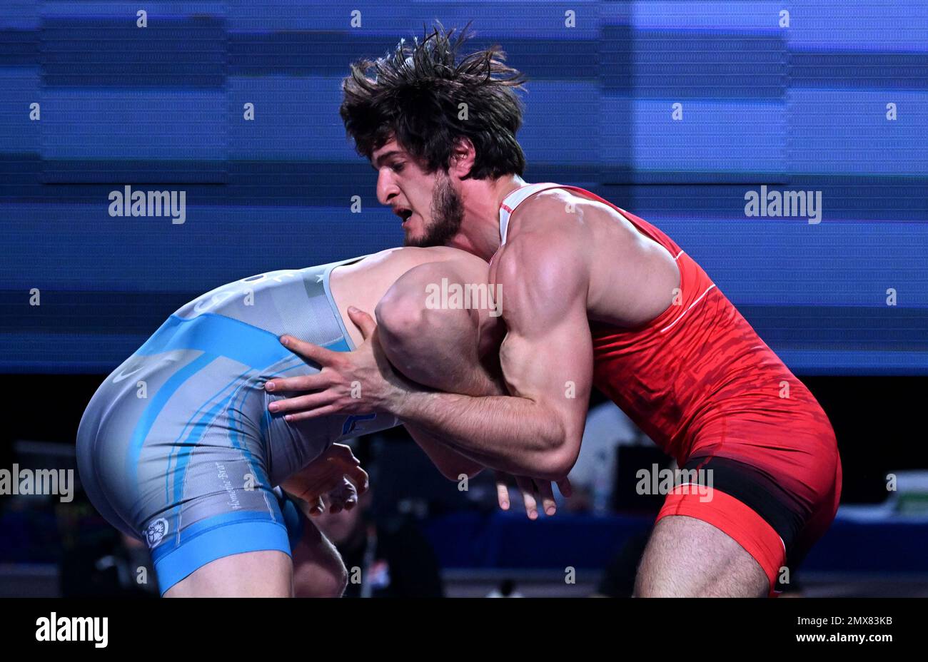 ZAGREB, CROATIA – FEBRUARY 02: Miriani Maisuradze of Georgia (red ...